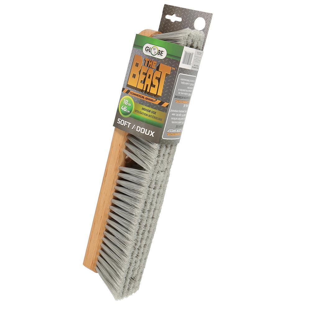 18" Wood Block Commercial push broom head-Soft — The Rag Factory