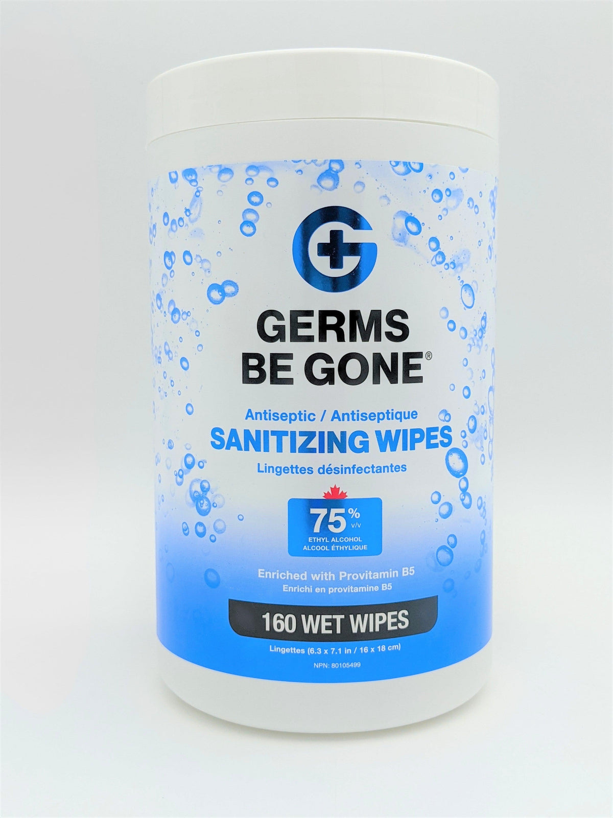Germs Be Gone 75% Alcohol Tube wipes - 160 Count — The Rag Factory